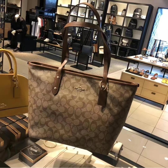 Coach | Bags | Nwt Womens Coach F58292 Imkhakisaddle 2 City Zip Tote ...